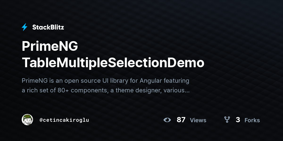 PrimeNG TableMultipleSelectionDemo - StackBlitz