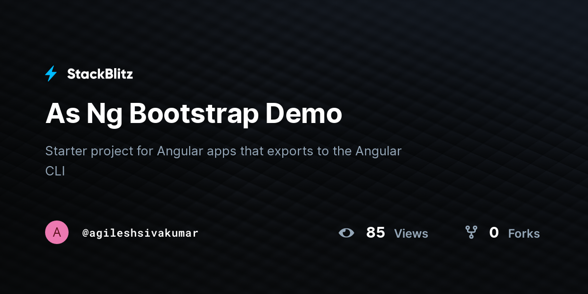 As Ng Bootstrap Demo - StackBlitz
