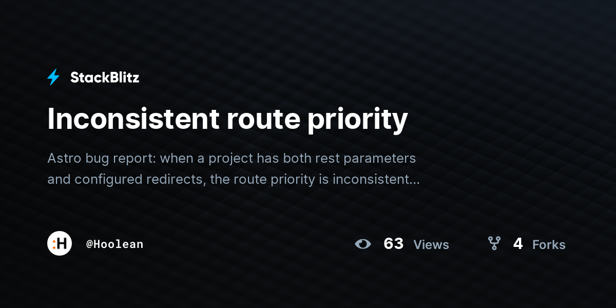 Inconsistent Route Priority Stackblitz