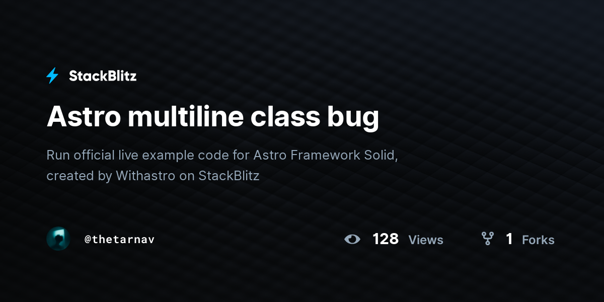 Astro multiline class bug - StackBlitz