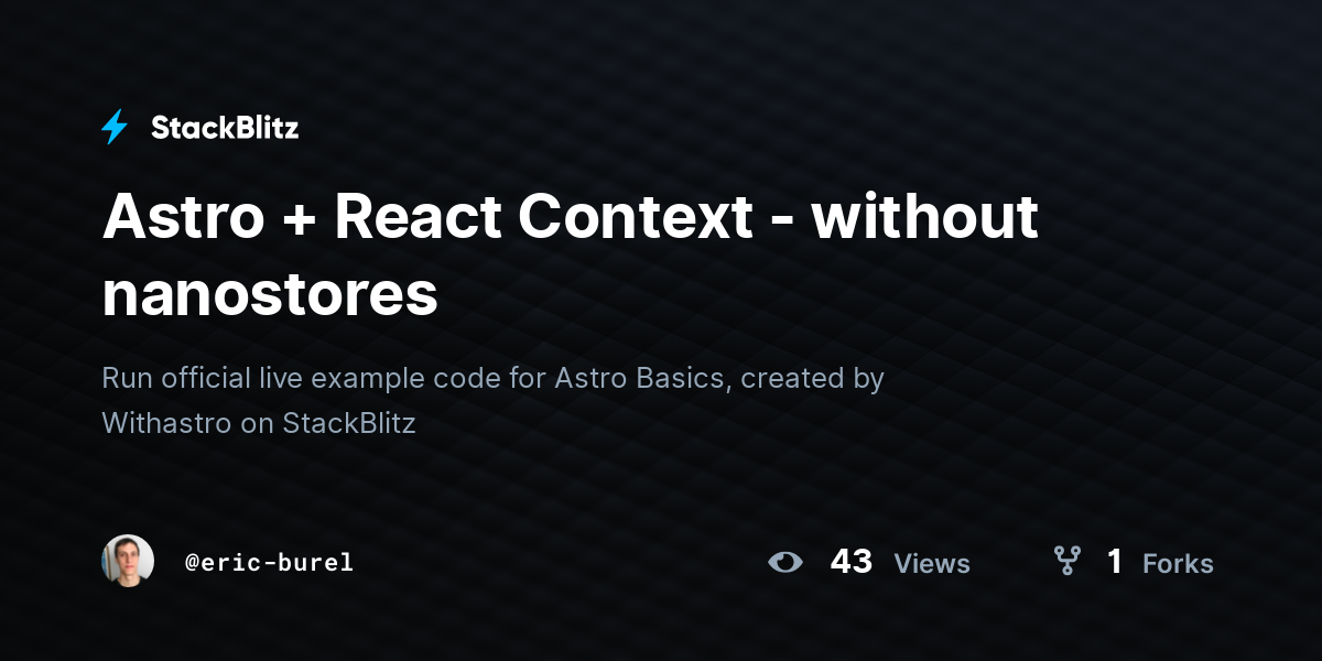 Astro + React Context - without nanostores - StackBlitz