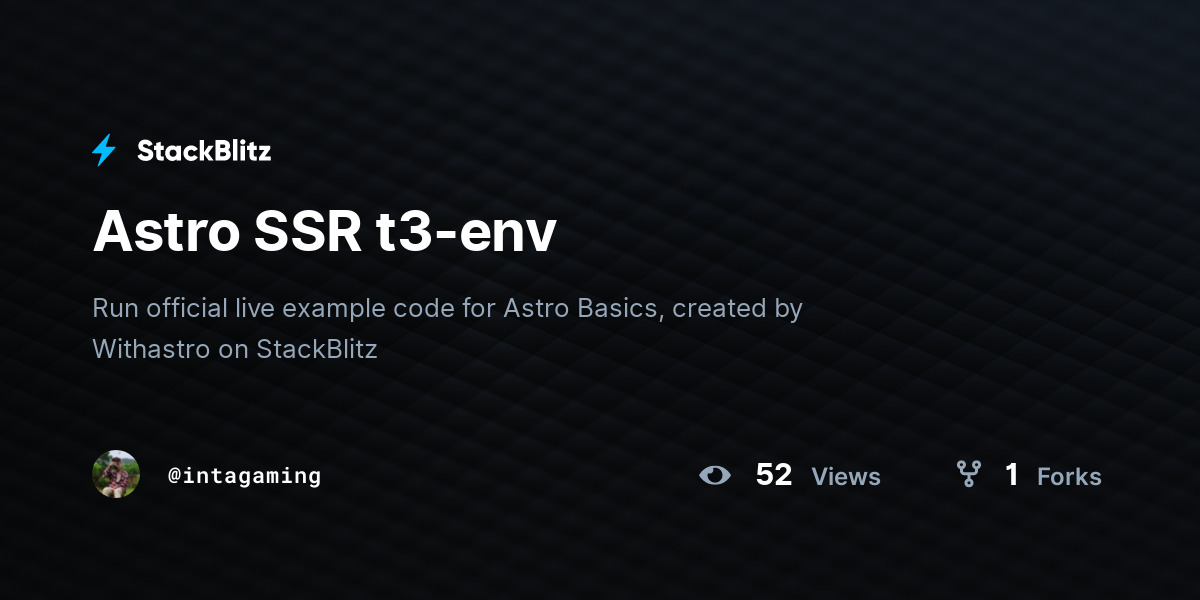 Astro SSR t3-env - StackBlitz