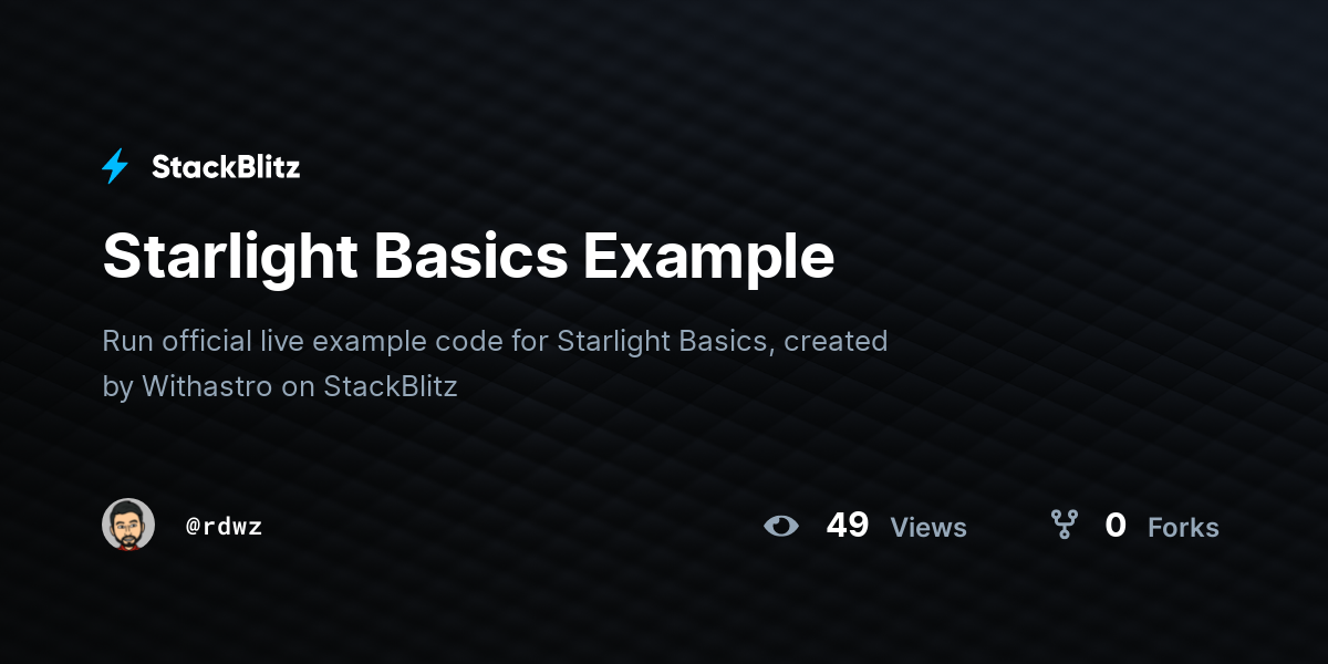 Starlight Basics Example - StackBlitz