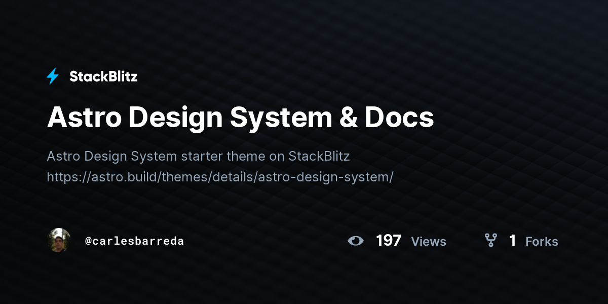 Astro Design System & Docs - StackBlitz