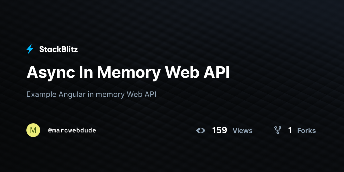 Async In Memory Web API - StackBlitz