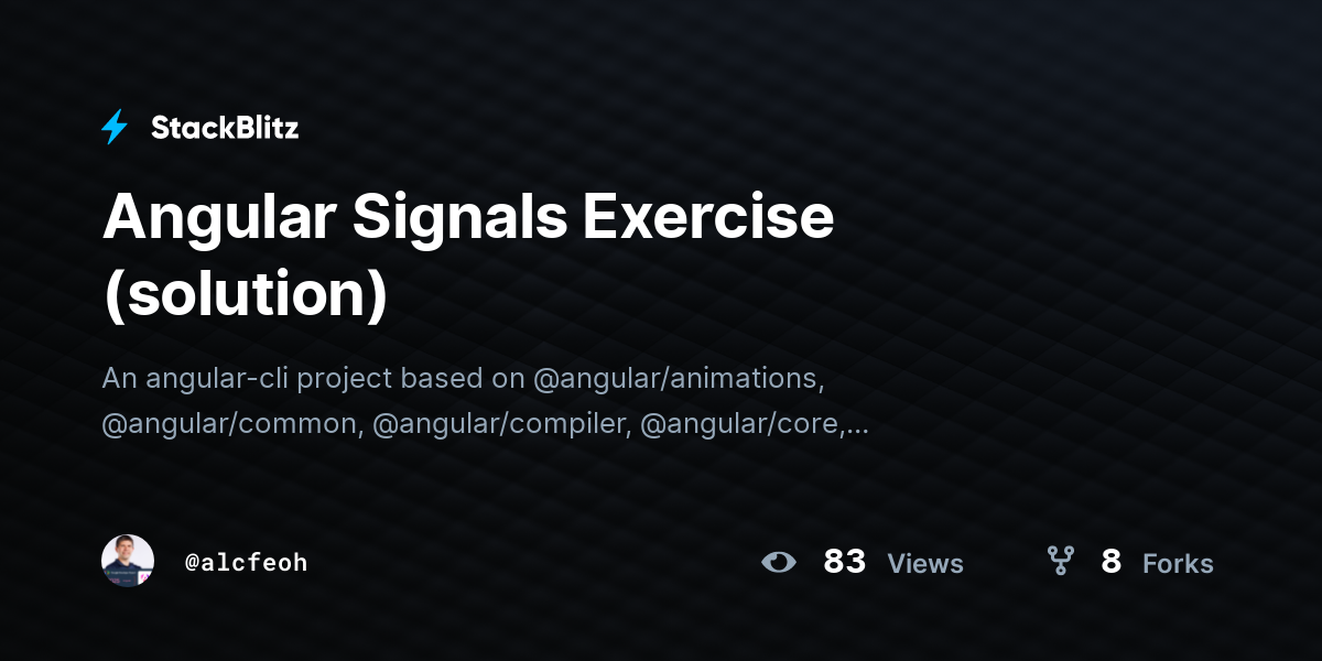 Angular Signals Exercise (solution) - StackBlitz