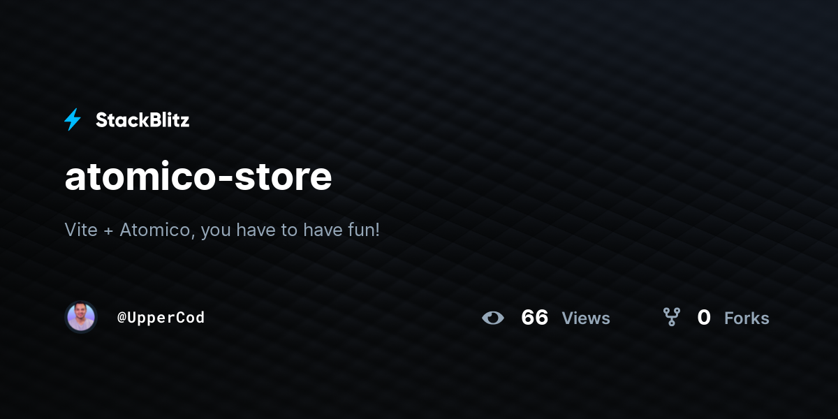 Atomico Store Stackblitz