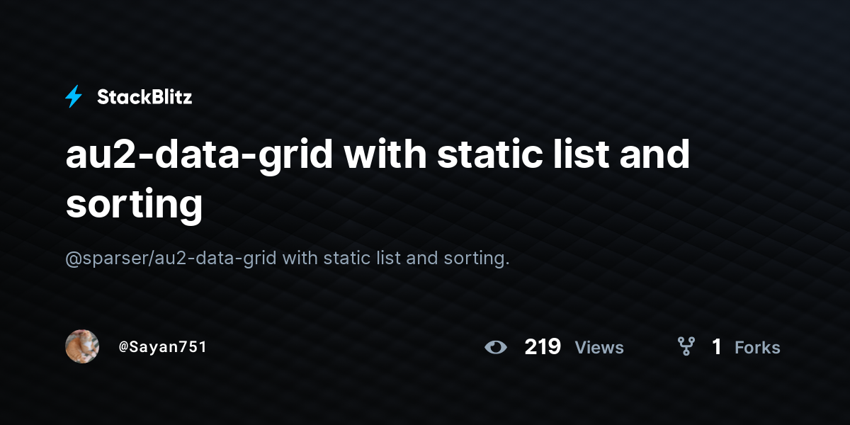 Au2 Data Grid With Static List And Sorting Stackblitz