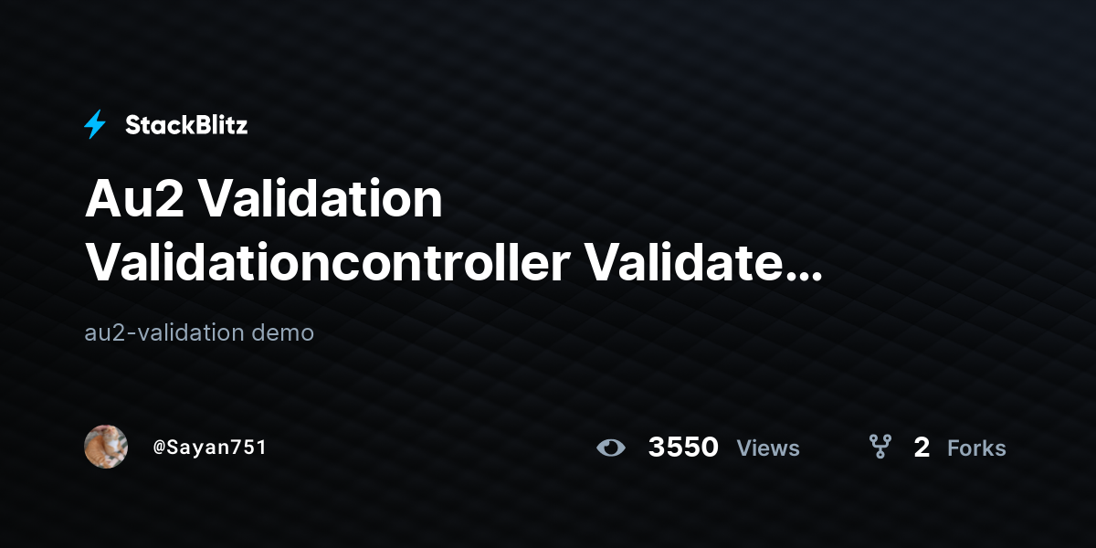 Au2 Validation Validationcontroller Validate Reset - StackBlitz