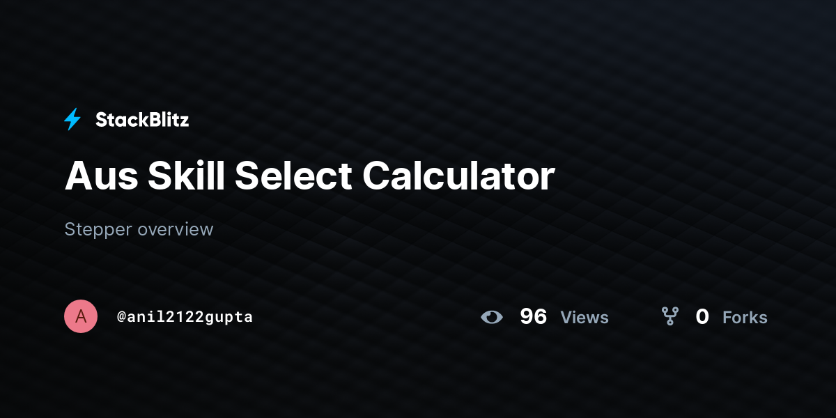 Aus Skill Select Calculator - StackBlitz