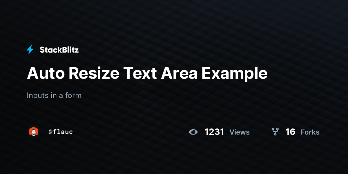 Auto Resize Text Area Example - StackBlitz