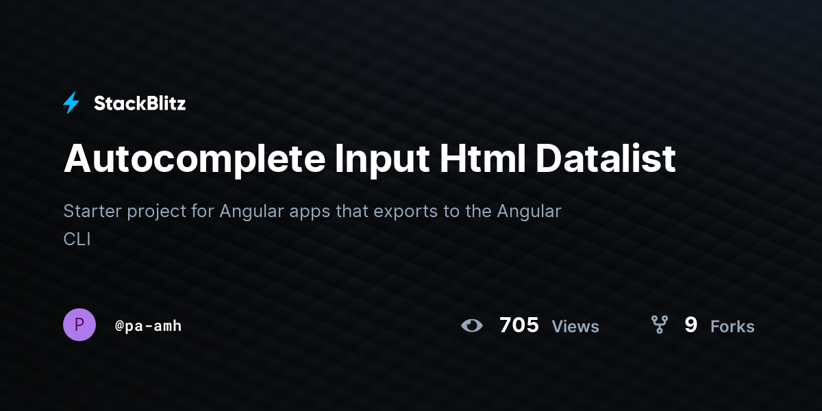 Autocomplete Input Html Datalist Stackblitz