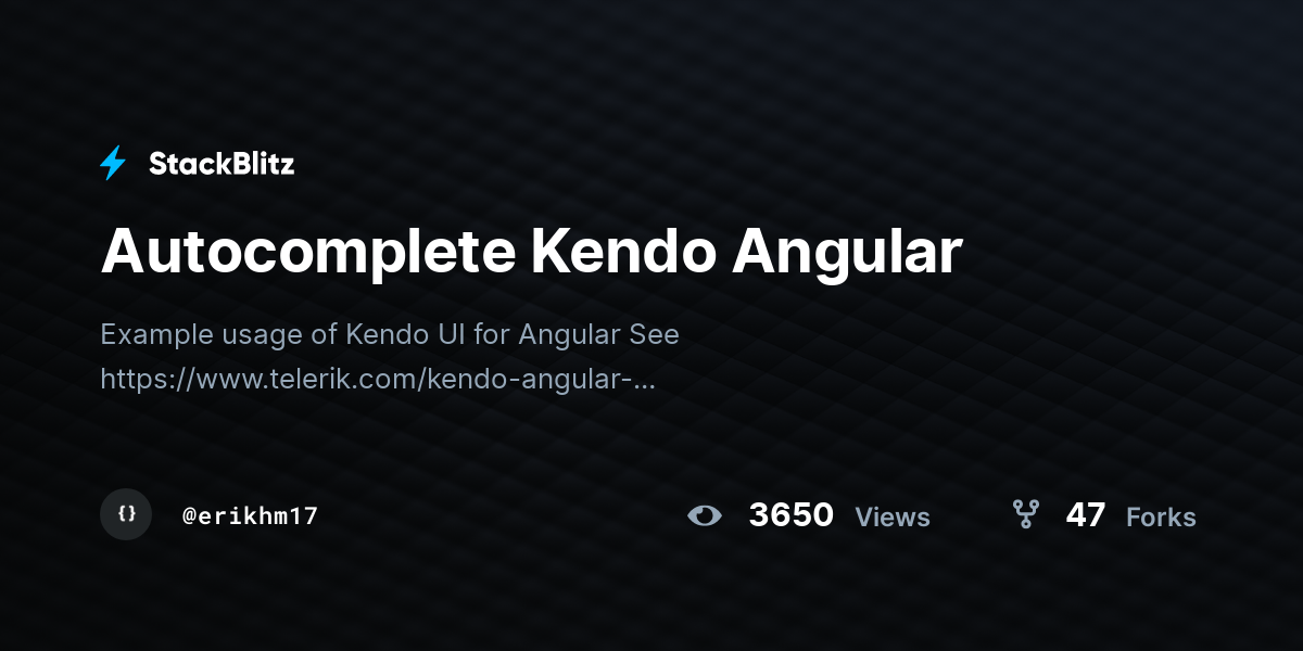 Autocomplete Kendo Angular - StackBlitz