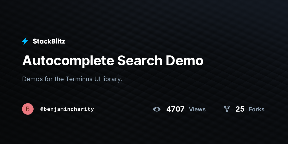 Autocomplete Search Demo - StackBlitz