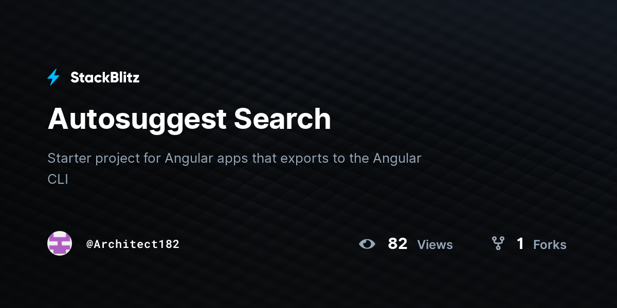 Autosuggest Search - StackBlitz