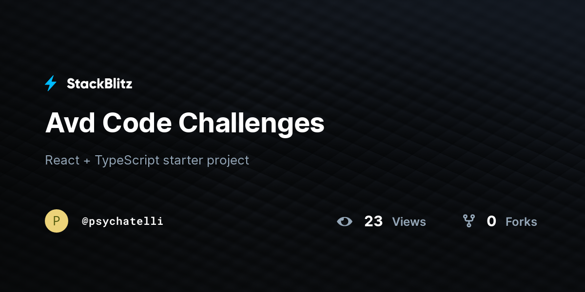 Avd Code Challenges - StackBlitz