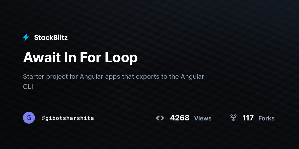 Await In For Loop - StackBlitz