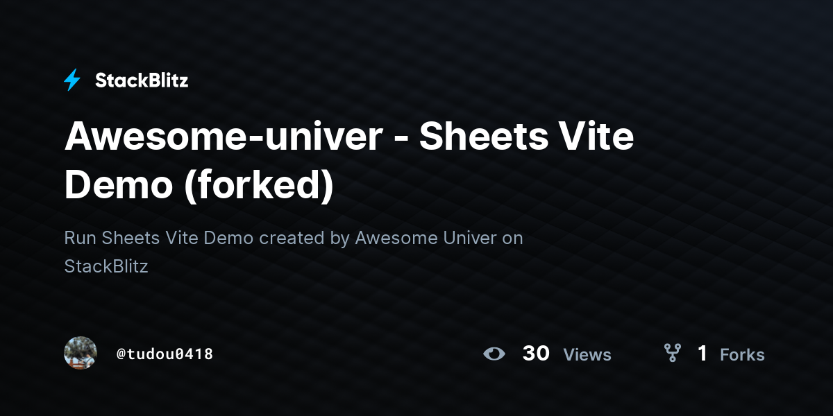 Awesome-univer - Sheets Vite Demo (forked) - StackBlitz