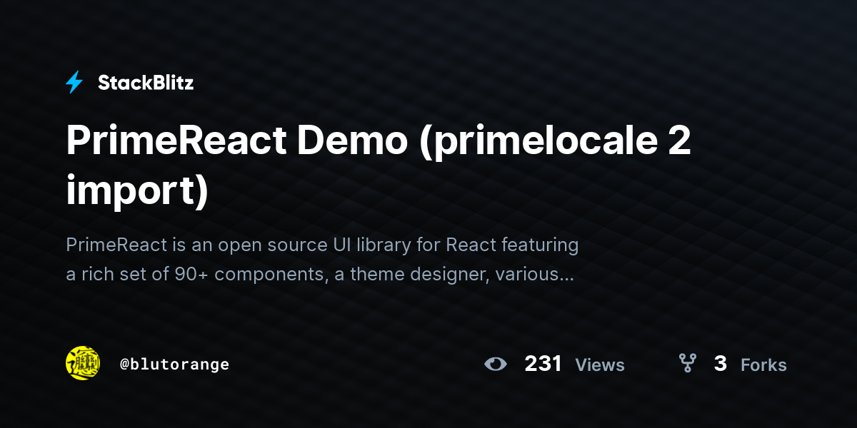 PrimeReact Demo (primelocale 2 import) - StackBlitz