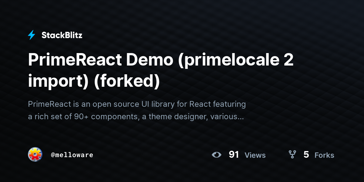 PrimeReact Demo (primelocale 2 import) (forked) - StackBlitz