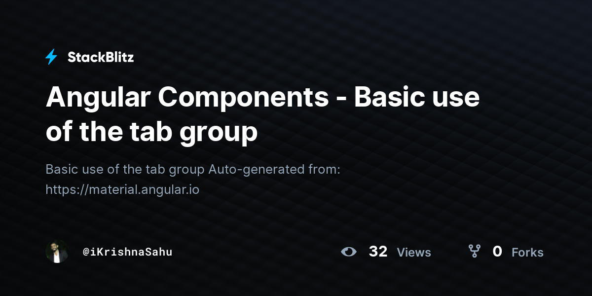 Angular Components - Basic use of the tab group - StackBlitz