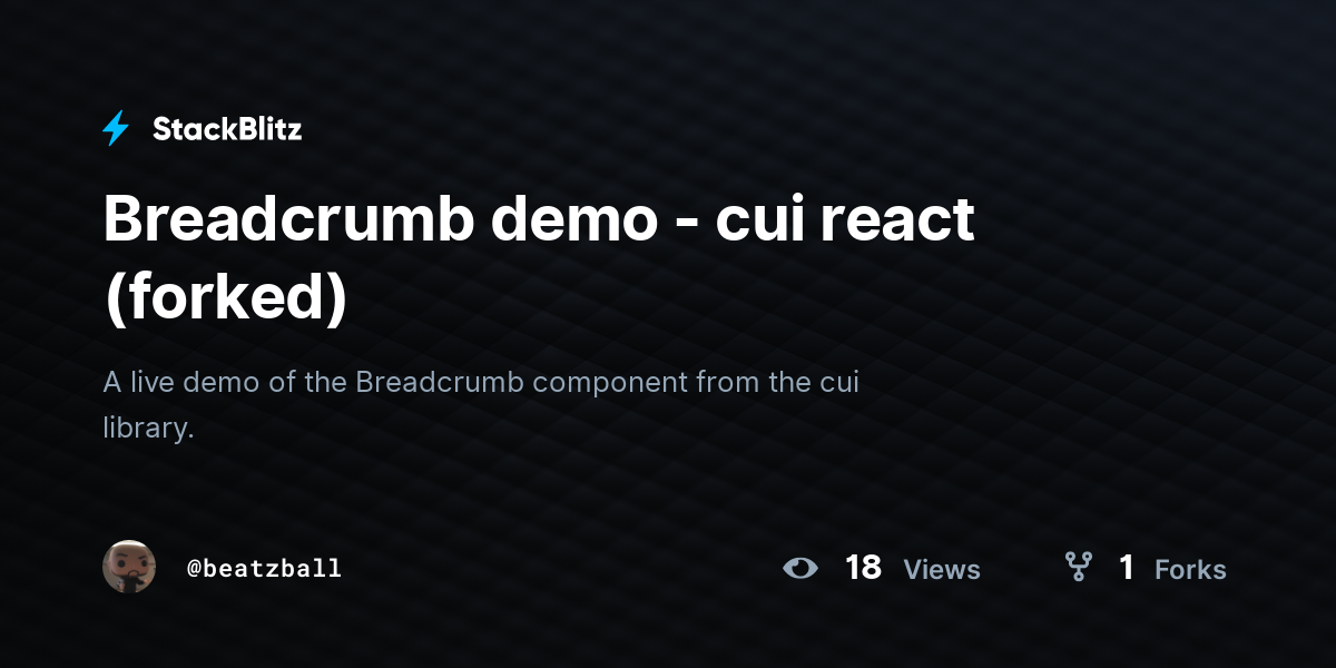 Breadcrumb demo - cui react (forked) - StackBlitz