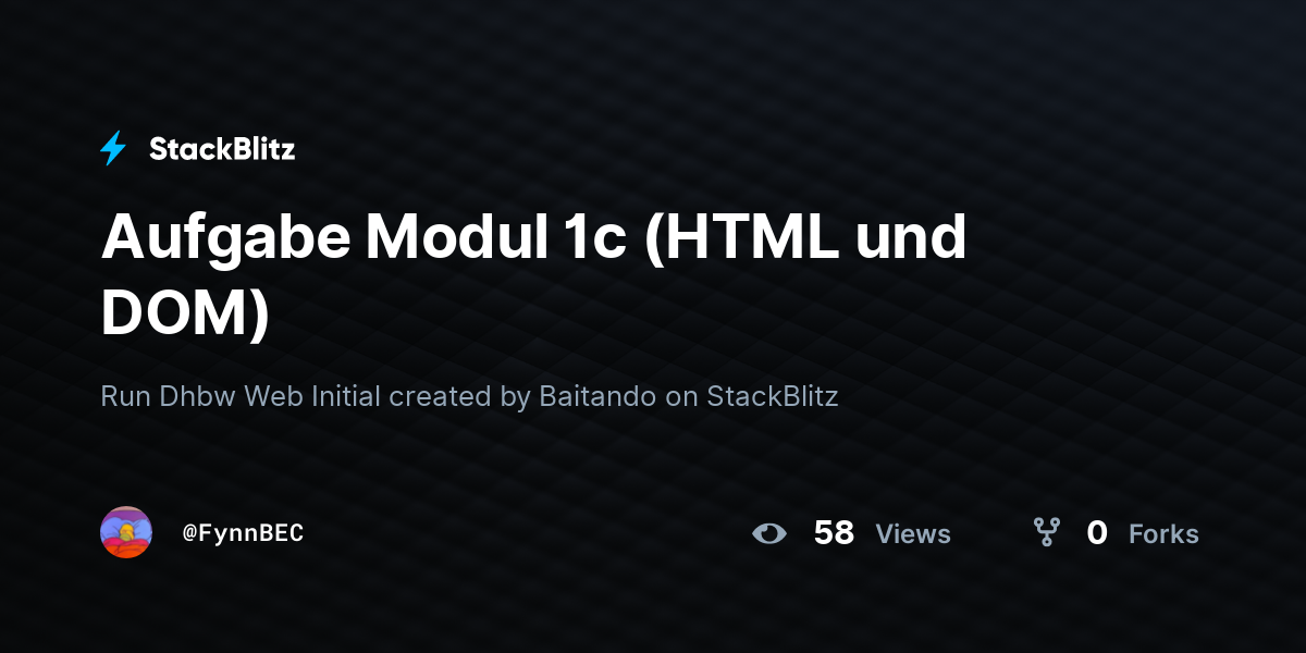 Aufgabe Modul 1c (HTML und DOM) - StackBlitz