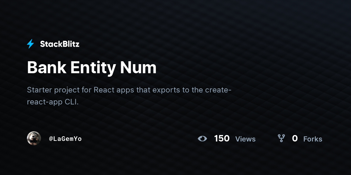 Bank Entity Num - StackBlitz