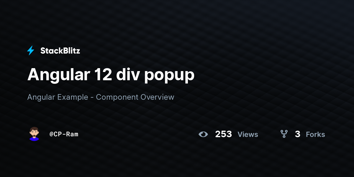 Angular 12 div popup - StackBlitz