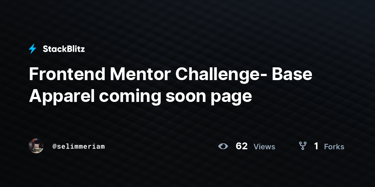 Frontend Mentor Challenge Base Apparel Coming Soon Page Stackblitz