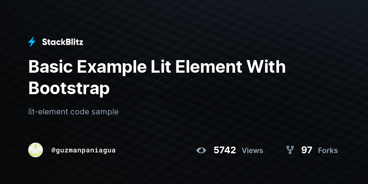 Basic Example Lit Element With Bootstrap - StackBlitz