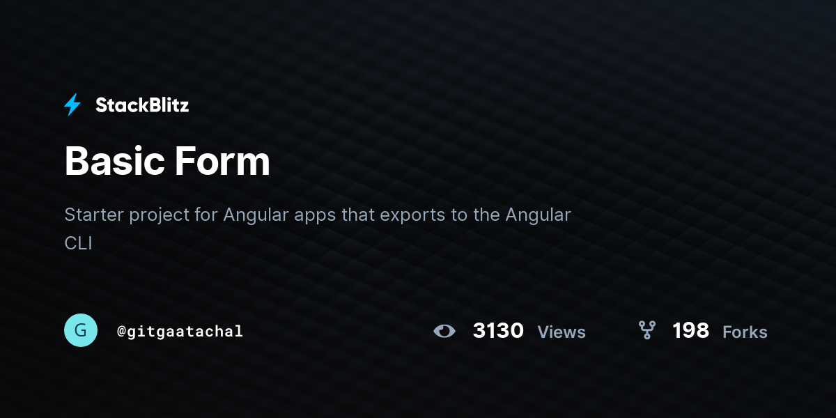 Basic Form - StackBlitz