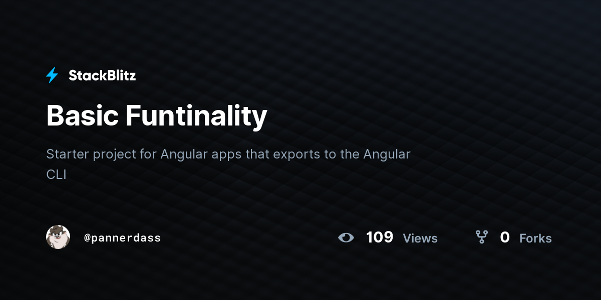 Basic Funtinality - StackBlitz