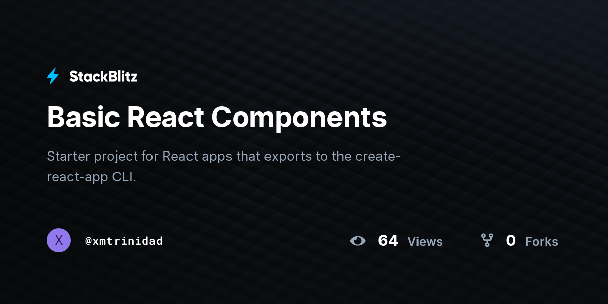 Basic React Components - StackBlitz