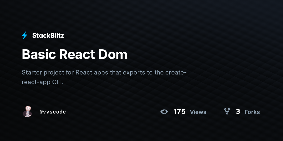 Basic React Dom - StackBlitz