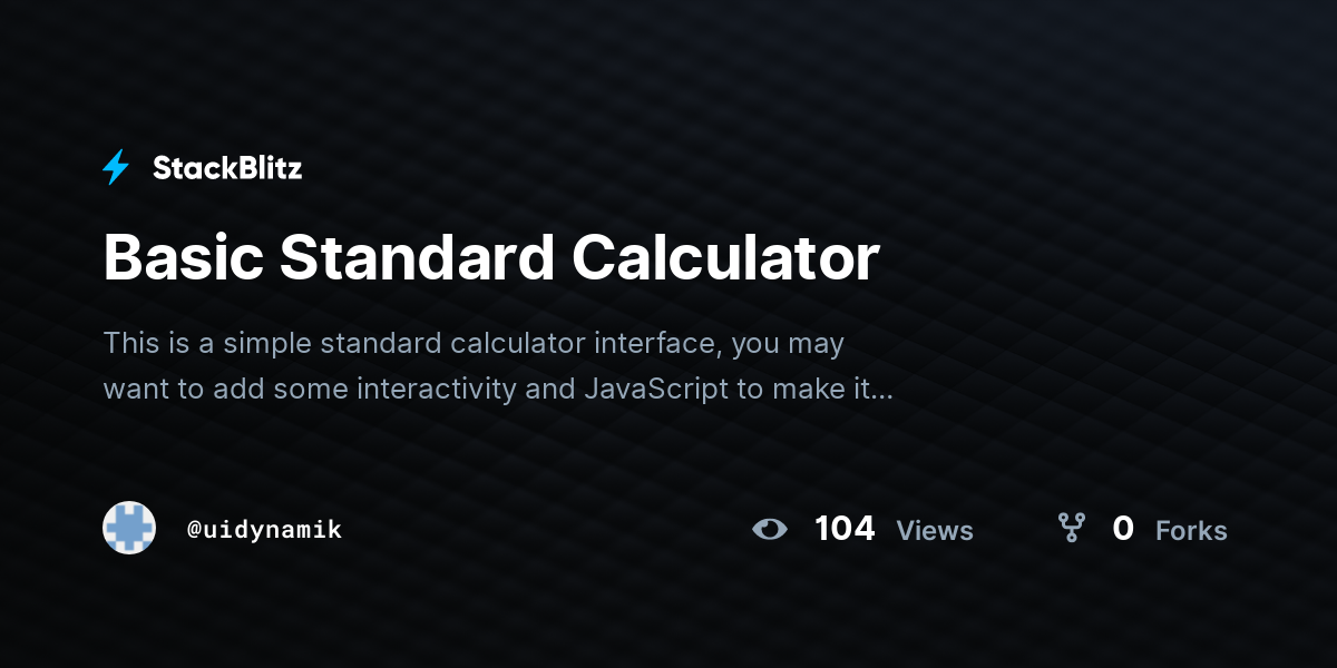 Basic Standard Calculator - StackBlitz