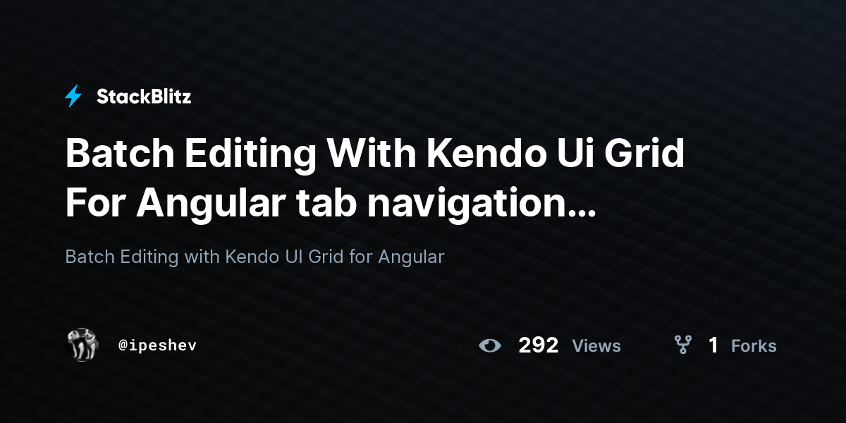 Batch Editing With Kendo Ui Grid For Angular tab navigation (forked ...