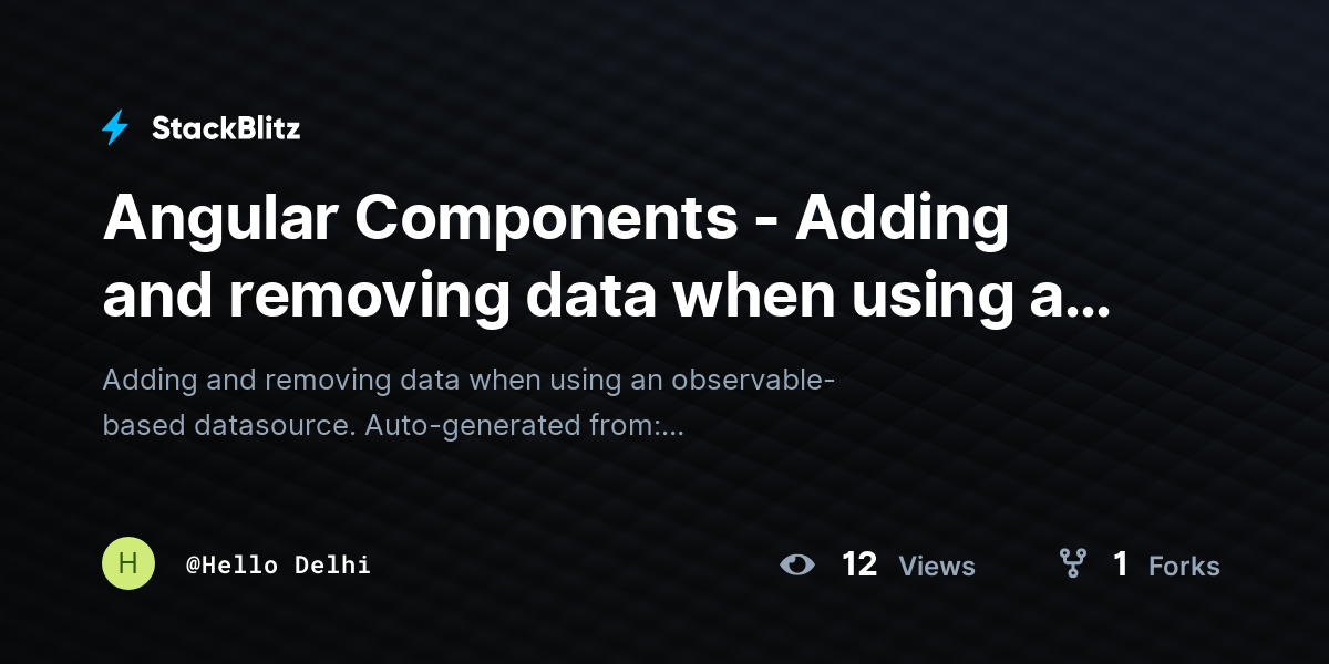 Angular Components - Adding and removing data when using an observable ...