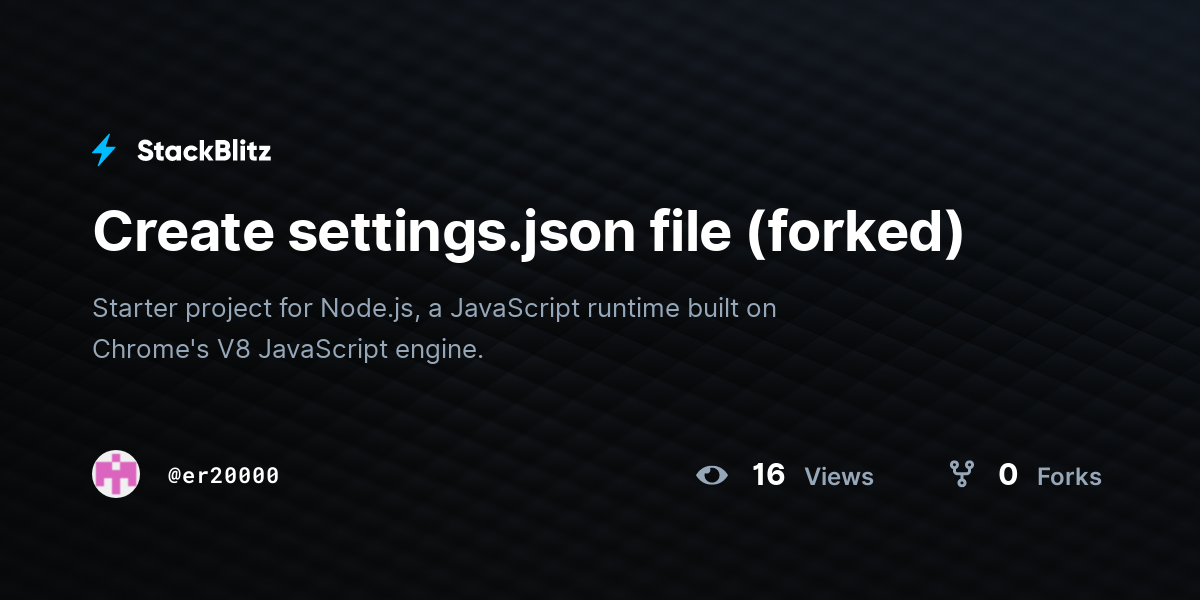 Create settings.json file (forked) - StackBlitz