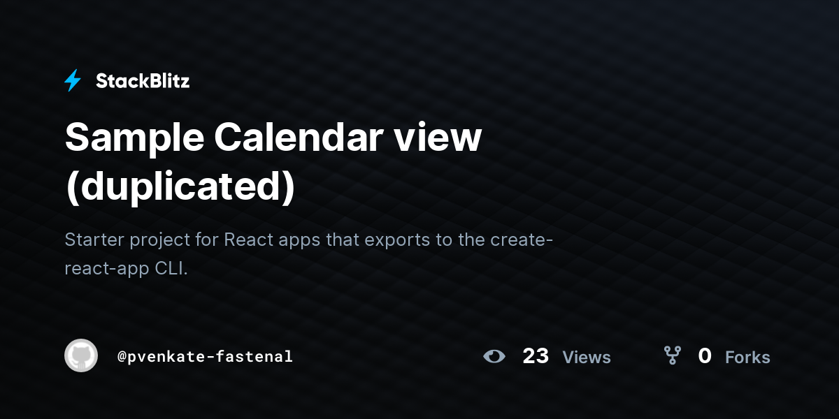 Sample Calendar view (duplicated) - StackBlitz