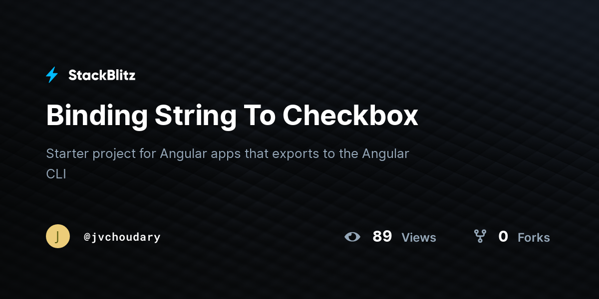 Binding String To Checkbox - StackBlitz