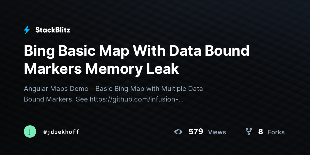 Bing Basic Map With Data Bound Markers Memory Leak - StackBlitz