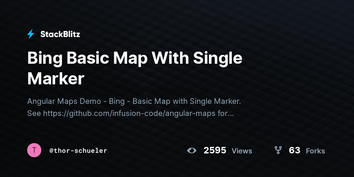 Bing Basic Map With Single Marker - StackBlitz