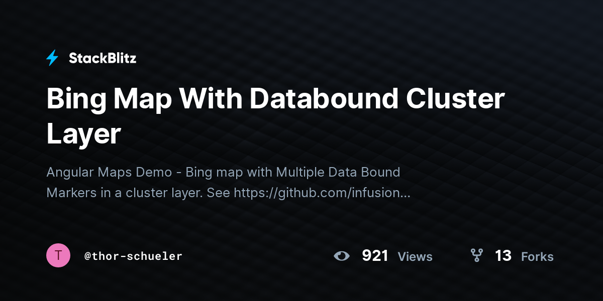 Bing Map With Databound Cluster Layer - StackBlitz