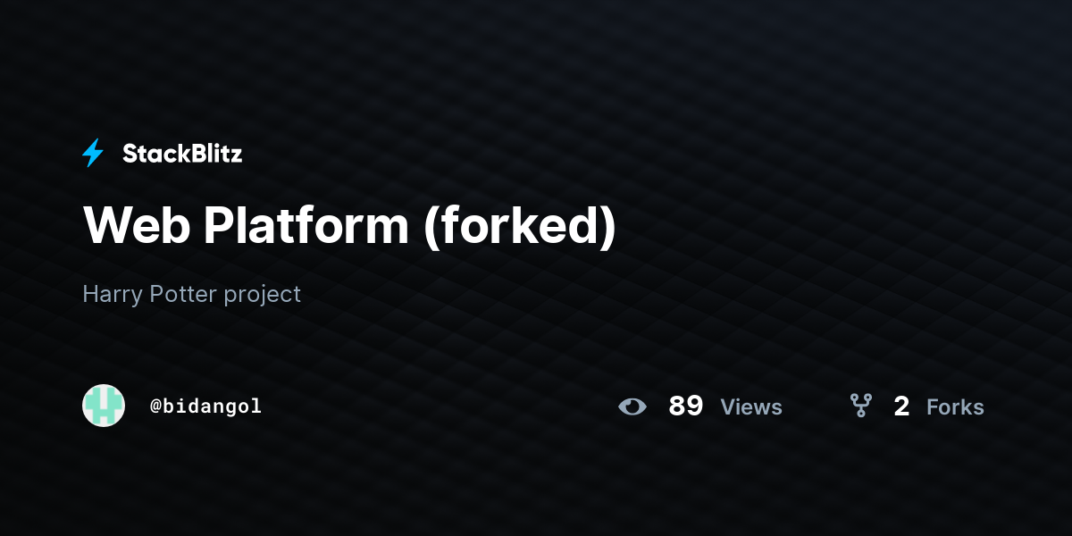 Web Platform (forked) - StackBlitz
