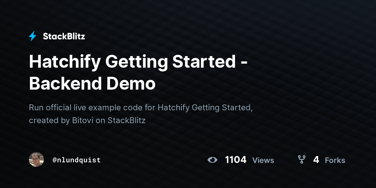 Hatchify Getting Started - Backend Demo - StackBlitz