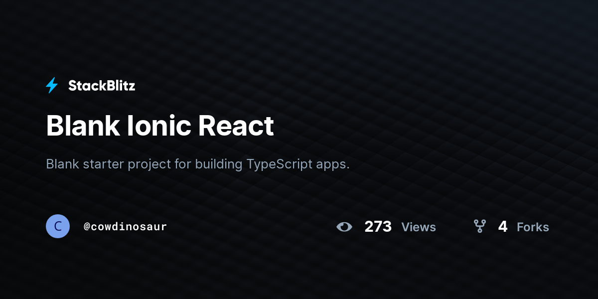 Blank Ionic React - StackBlitz
