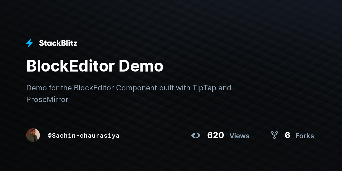 BlockEditor Demo - StackBlitz