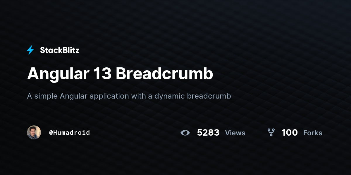 Angular 13 Breadcrumb - StackBlitz Angular 13 Breadcrumb - StackBlitz