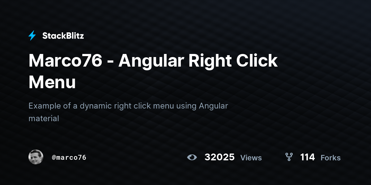 Marco76 - Angular Right Click Menu - StackBlitz